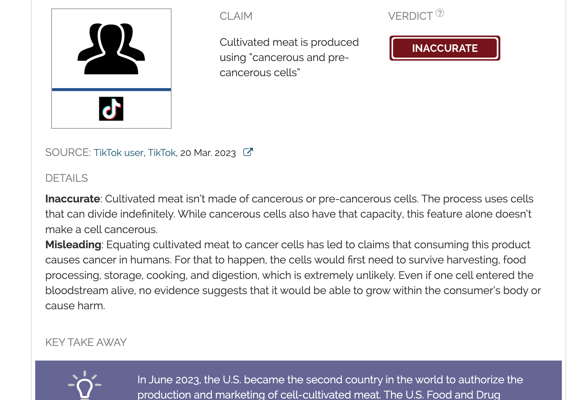 Lab-grown meat isn’t made of cancerous cells - Health Feedback